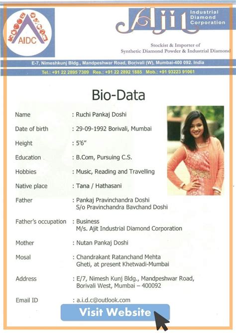 Biodata Format Download Word