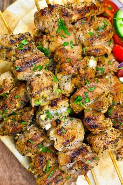 Pork Souvlaki Recipe Greek Recipes Pork And Beef Recipe Pork Dishes