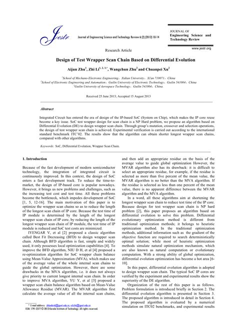 pdf design of test wrapper scan chain based on differential evolution