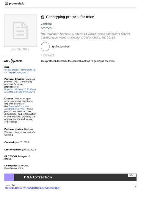 Pdf Genotyping Protocol For Mice V1
