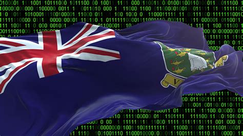버진 아일랜드 영국 국기 바이너리 코드와 함께 매트릭스 디지털 배경에 3d 현실적인 물결 깃발 0명에 대한 스톡 사진 및 기타 이미지 Istock