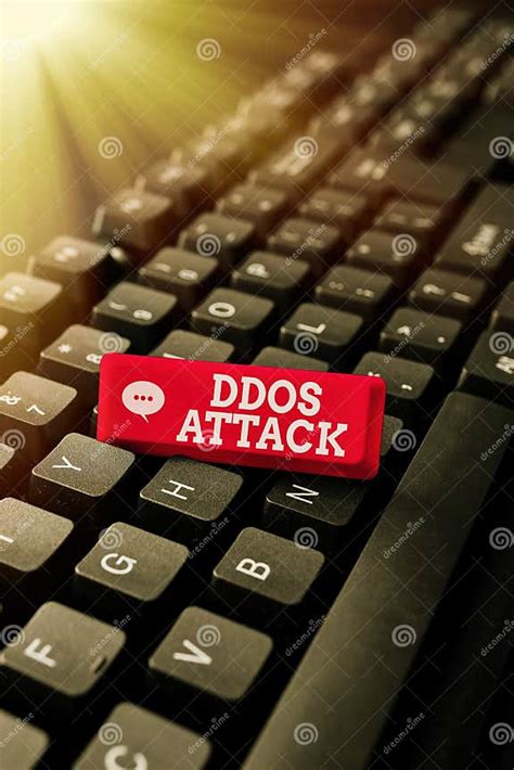 writing displaying text ddos attack concept meaning disturbed access