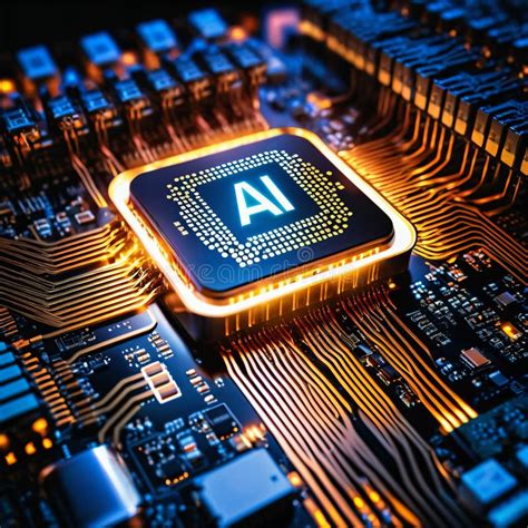 AI Generated Image Of An Illuminated Artificial Intelligence Microchip Stock Illustration
