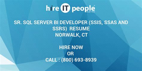 Sr Sql Server Bi Developer Ssis Ssas And Ssrs Resume Norwalk Ct