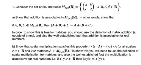 Solved 1 Consider The Set Of 22 Matrices Chegg Com