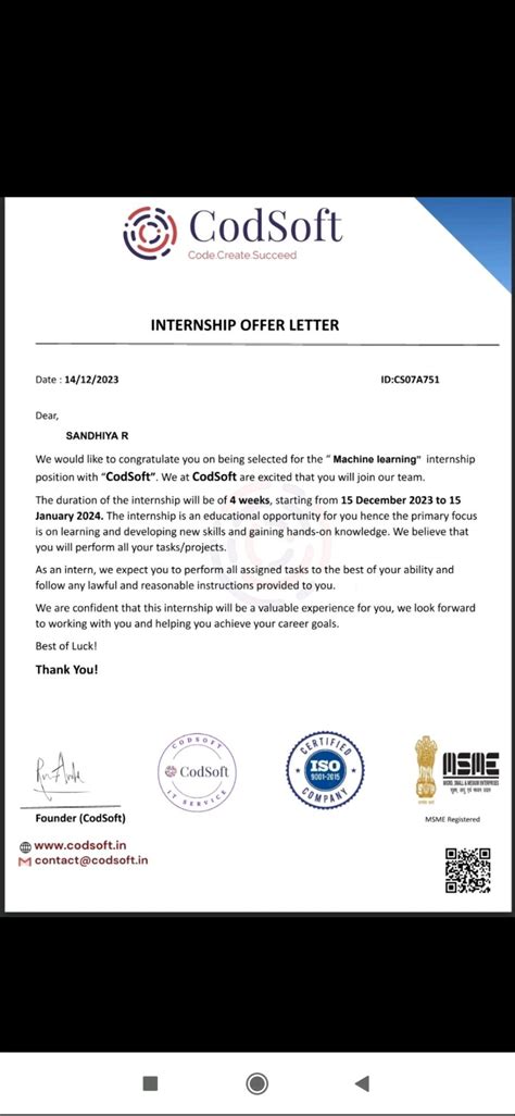 sandhiya r on linkedin codsoft codsoftinternship machinelearning