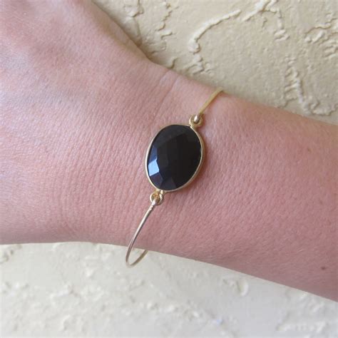 Black Onyx Bracelet Onyx Jewelry Black Gemstone Bracelet Etsy