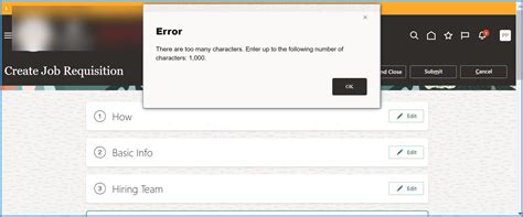 Hr Specialists Receive Error When Creating A Job Requisition There Are Too Many Characters