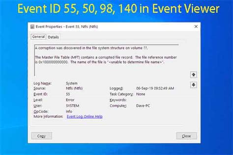 Solved Event Id 55 50 98 140 Disk Errors In Event Viewer