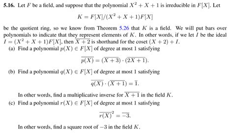 Solved Let F Be A Field And Suppose That The Chegg Com