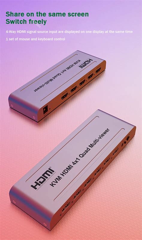 Hdmi Kvm Switch 4x1 Quad Multi Viewer 4 In 1 Out Kvm Hdmi Processor Screen Multiviewer Seamless