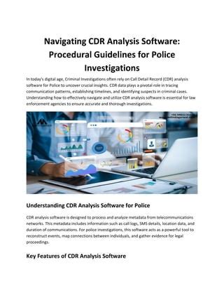 Navigating CDR Analysis Software Procedural Guidelines For Police Investigations PDF
