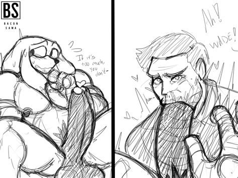 Rule 34 Anthro Bacon Sama Balls Big Pecs Big Penis Blush Blush Lines Bodily Fluids Duo Echidna