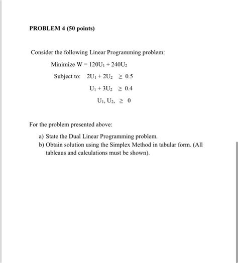 Solved Problem 4 50 ﻿pointsconsider The Following Linear