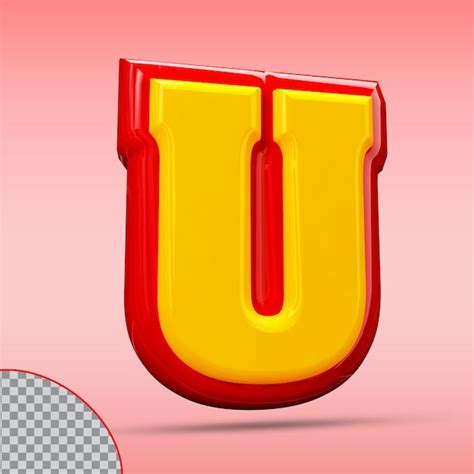 Letra U Estilo 3d Color Rojo Y Dorado Archivo Psd Premium