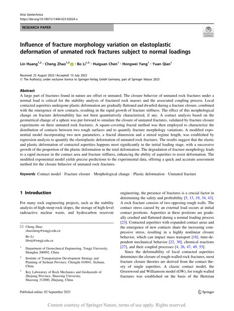 Influence Of Fracture Morphology Variation On Elastoplastic Deformation