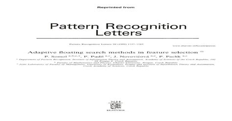 Pattern Recognition Letters 2008 12 03آ Pattern Recognition Letters