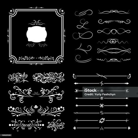빅토리아 캘리그래픽 소용돌이의 큰 세트 결혼식 초대장 벡터 프레임 요소입니다 빈티지 장식품 인사말 카드 로얄 럭셔리 초대장