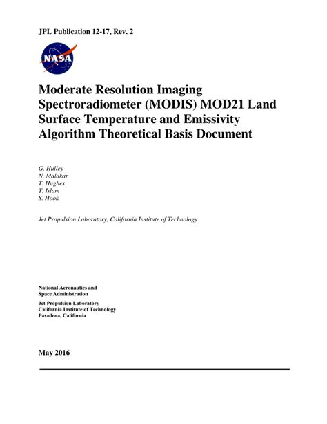 Pdf Moderate Resolution Imaging Spectroradiometer Modis Mod21 Land Surface Temperature And