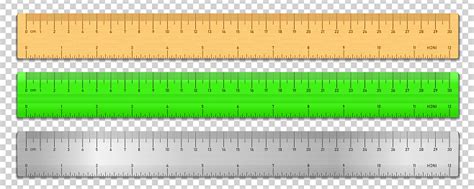 현실적인 테이프 통치자에 고립 된 투명 한 배경을 설정합니다 플라스틱 금속 및 나무 더블 양면된 측정 Cm와 인치 벡터 일러스트 레이 션 거리가 먼에 대한 스톡 벡터 아트