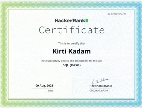 Kirti Kadam On Linkedin Hackerrankcertified Hackerrank Sqlqueries