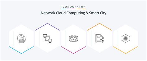 Network Cloud Computing And Smart City 25 Line Icon Pack Including