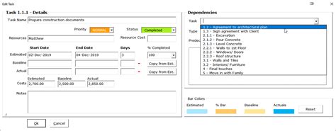 Task Dependencies Gantt Excel