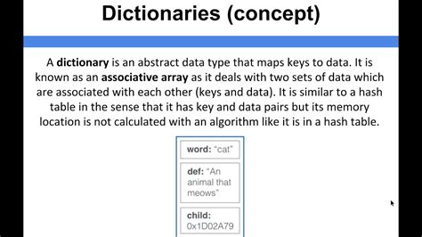 Data Structure Fundamentals Dictionaries Concept Youtube
