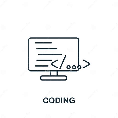 Coding Icon Line Simple Web Development Icon For Templates Web Design And Infographics Stock