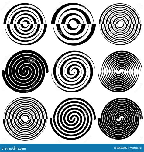 Circular Concentric Circles Rings Spiral Vortex Swirl Desig Stock Vector Illustration Of