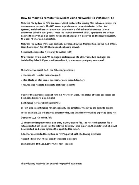 How To Mount A Remote File System Using Network File System Nfs Pdf