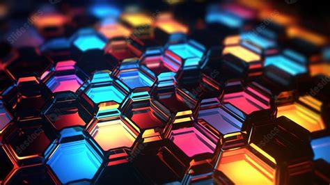 Futuristic Hexagonal Geometric Pattern In Vibrant Colors Abstract High Technology Concept