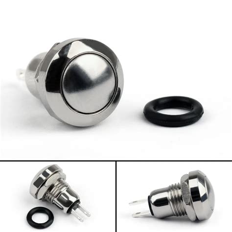 Areyourshop Push Button Switch 8mm Mini 1NO 2Pin Metal Momentary Push Button Switch 3A 250V 1