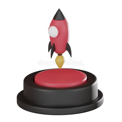 Push Button For Business Launch Rocket Creative Startup 3d Render Stock Illustration