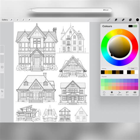 Artstation 120 Procreate Buildings Sketches Stamp Brushes Architecture Procreate Stamps