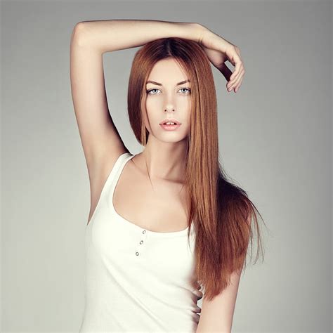 Hd Wallpaper Women Redhead Long Hair Straight Hair Blue Eyes