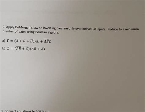 Solved 2 Apply Demorgans Law So Inverting Bars Are Only