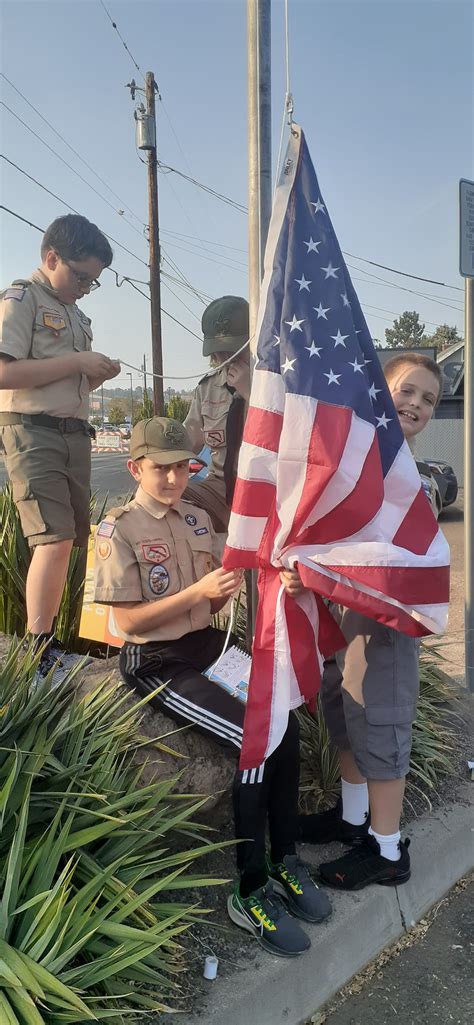 Our Scouts Were Asked To Come Assist In Tying On Clips To Hang The New