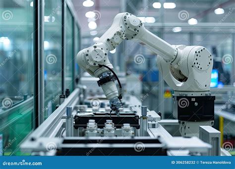 Robotic Arm For Electronic Assembly Line Smart Modern Factory