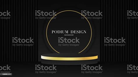 블랙 과 골드 포디움 최소 추상적 인 배경 3d 단계 연단 디스플레이 제품 화장품을 보여주기 위해 스탠드 일러스트 3d 벡터