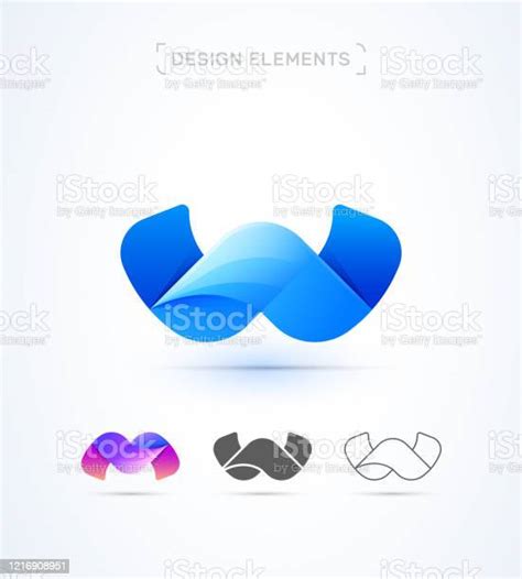 벡터 트위스트 문자 W와 M 로고 아이콘 컬렉션입니다 종이 접기 유창한 평면 및 라인 스타일 로고에 대한 스톡 벡터 아트 및