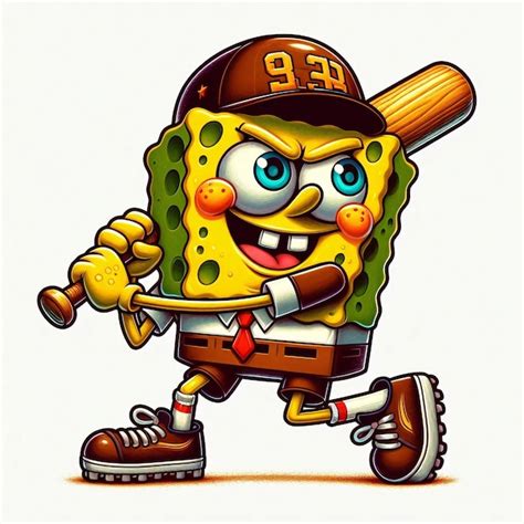 Spongebob Playing Baseball Premium Ai Generated Image