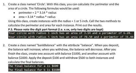 Solved 1 Create A Class Named Circle With This Class