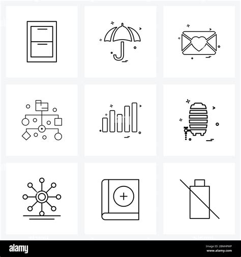 Ui Set Of 9 Basic Line Icons Of Signals Graph Love Workflow Web