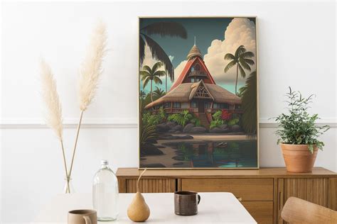 Polynesian Style Beach Hut Printable Tropical Island Getaway
