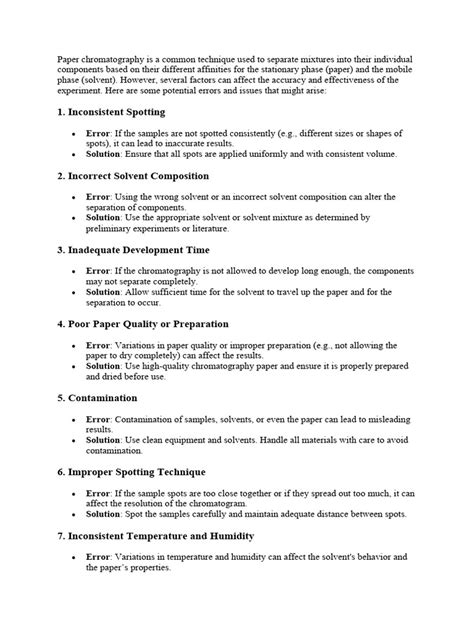 Errors Paper Chromatography Pdf Chromatography Applied And Interdisciplinary Physics