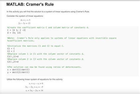 Create The Coefficient Matrix A And Column Matrix