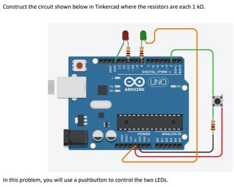 solved construct the circuit shown below in tinkercad where