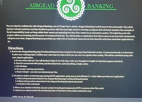 Solved You Are Asked To Collaborate With Airgead Banking