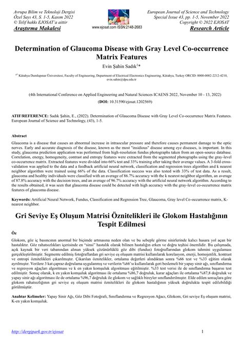 Pdf Determination Of Glaucoma Disease With Gray Level Co Occurrence